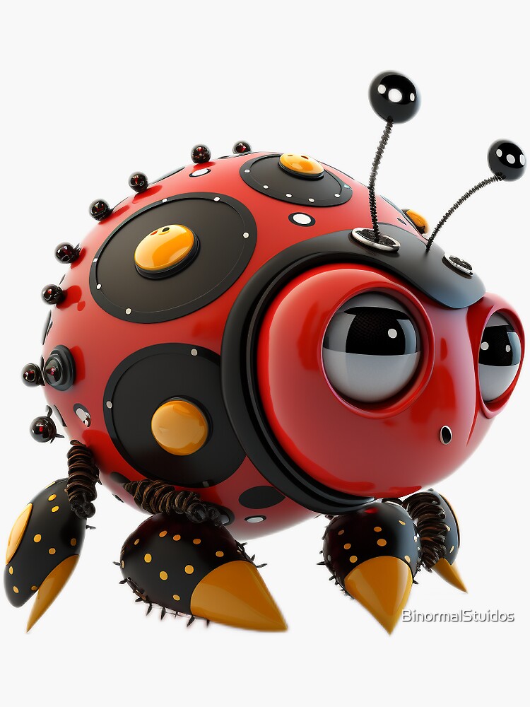 "Ladybug Robot" Sticker for Sale by BinormalStuidos | Redbubble