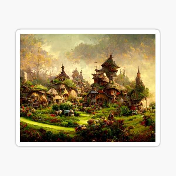 "Fantasy Village" Sticker for Sale by rudekitten | Redbubble