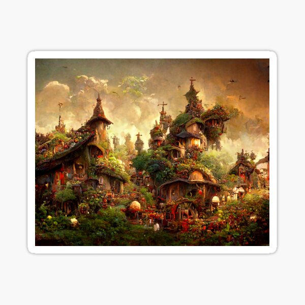 "Fantasy Village" Sticker for Sale by rudekitten | Redbubble