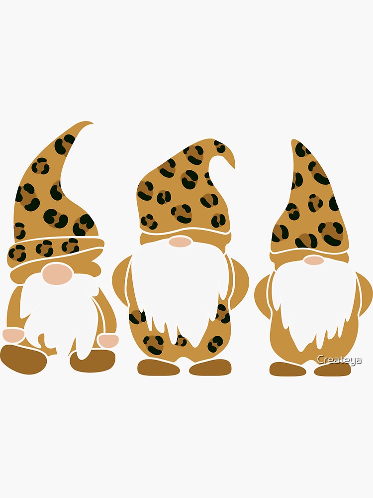 Cute Gnomes Trio Leopard Gnomes Sticker For Sale By Createya