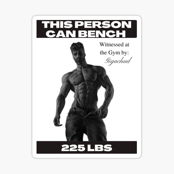 "This person can bench 225 pounds" Sticker for Sale by joshemf | Redbubble