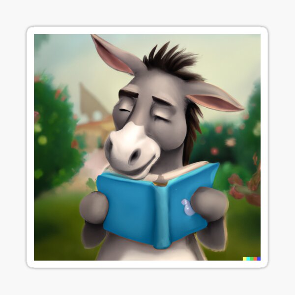 "Donkey reading book" Sticker for Sale by OmrDnz | Redbubble