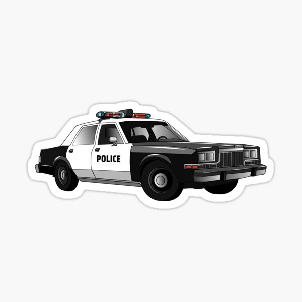 "Police car cartoon illustration" Sticker for Sale by Misscartoon ...