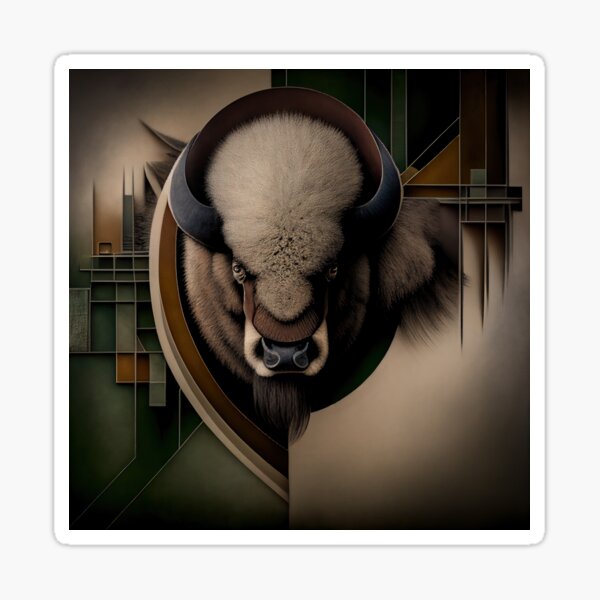 "Bison Head" Sticker for Sale by TheAbyssStudios | Redbubble
