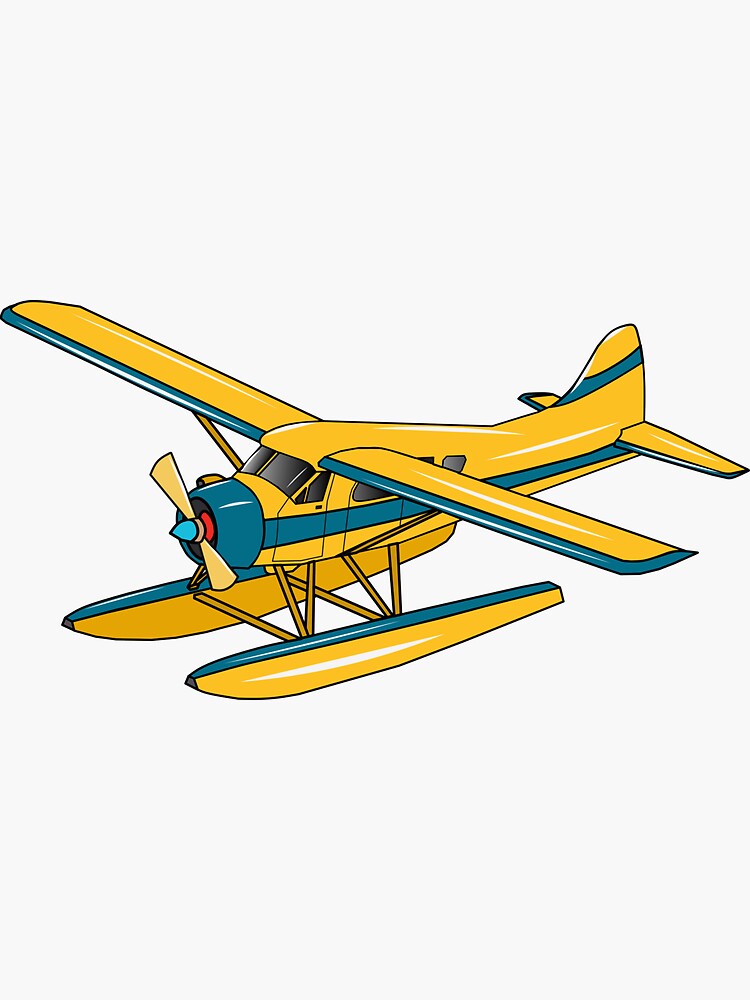 "Seaplane cartoon illustration" Sticker for Sale by Misscartoon | Redbubble