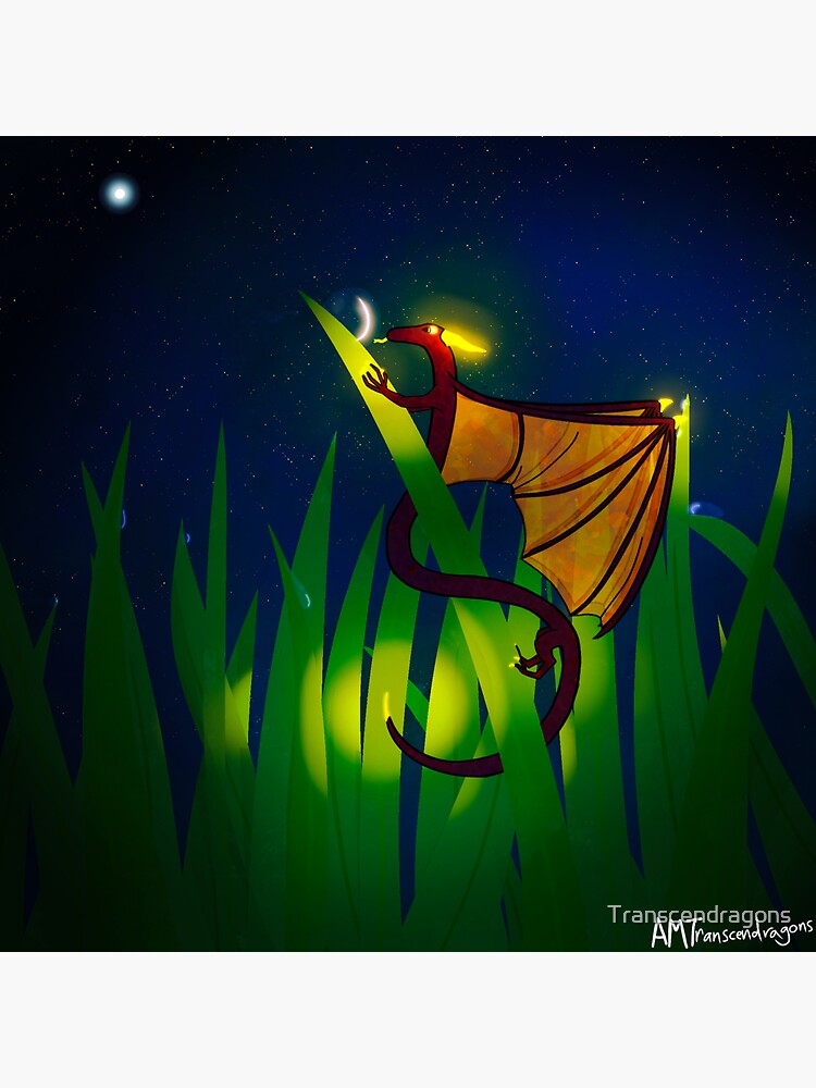 "Firefly Dragon Under the Night Sky" Sticker for Sale by ...