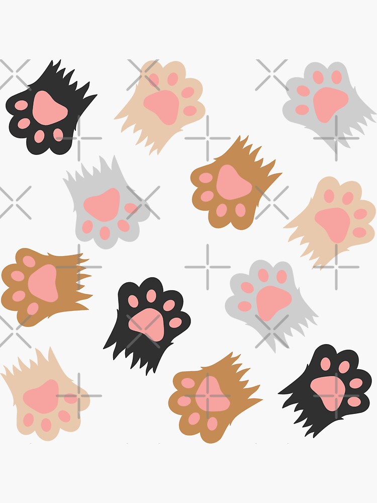 "Cat Paws Multiple colour" Sticker for Sale by karwilbedesigns | Redbubble