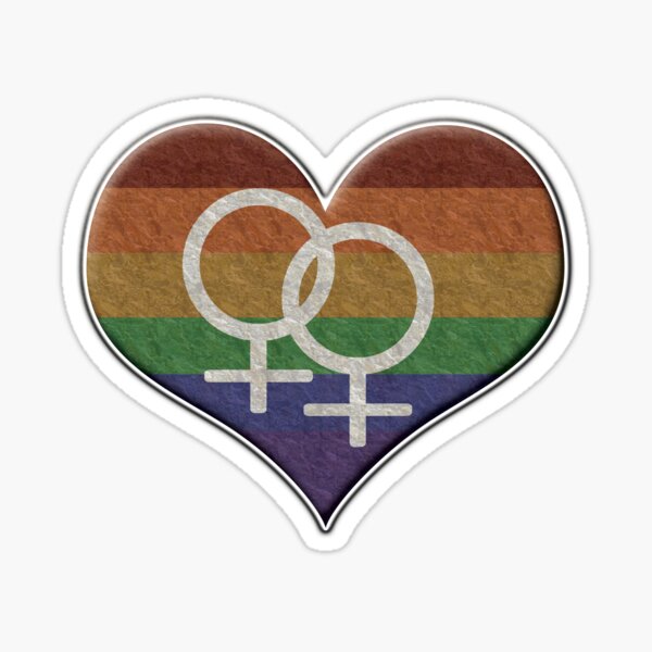 "Large Lesbian Pride Rainbow Colored Heart with Female Gender Symbols ...