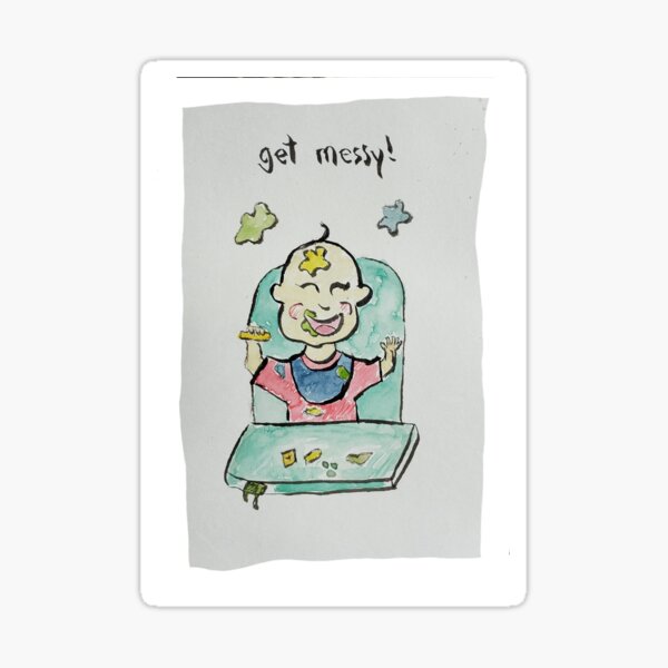 "Etegami Baby Get Messy" Sticker for Sale by EtegamiJourney | Redbubble