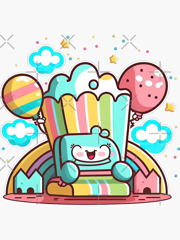 Bouncing Into Laughter The Hilarious Jumping Castle Sticker For Sale By Ultra Cute Redbubble