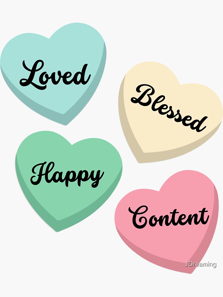 "Conversation Hearts With Positive Sayings" Sticker for Sale by ...