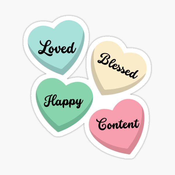 "Conversation Hearts With Positive Sayings" Sticker for Sale by ...