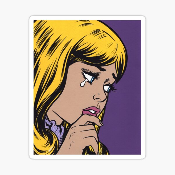 Blonde Crying Comic Girl Sticker By Turddemon Redbubble