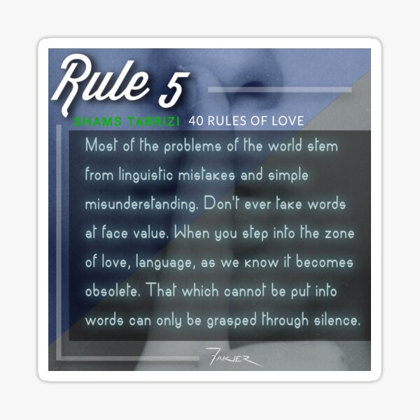 "Copy of 40 RULES OF LOVE - 5" Sticker for Sale by Fakier | Redbubble