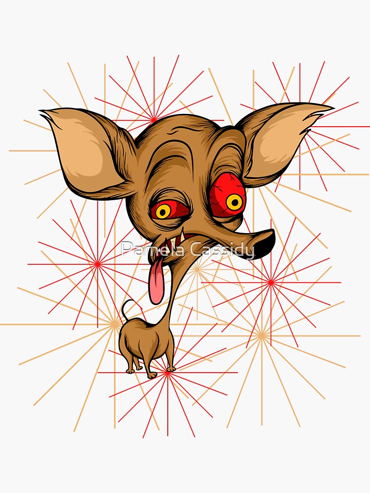 "Crazy Monster Cartoon Dog with Giant Head" Sticker for Sale by pcassi ...