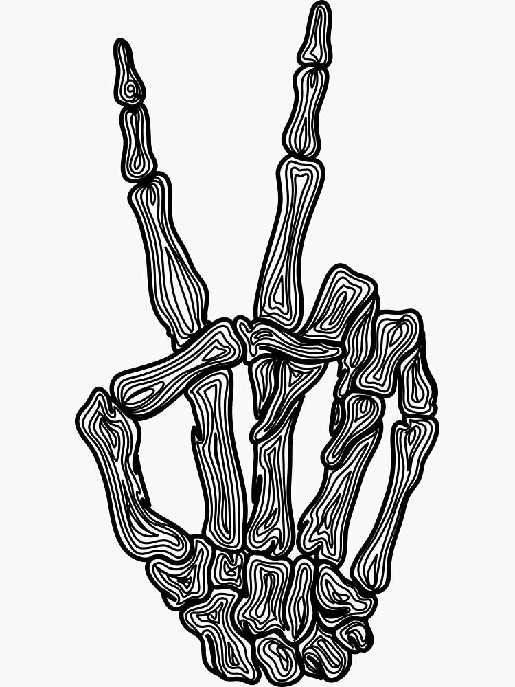 "Peace out skeleton hand" Sticker for Sale by in-the-mountain | Redbubble