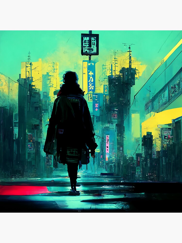 "Lo-fi Saunter - Cyberpunk Cityscape Skyline" Sticker for Sale by ...