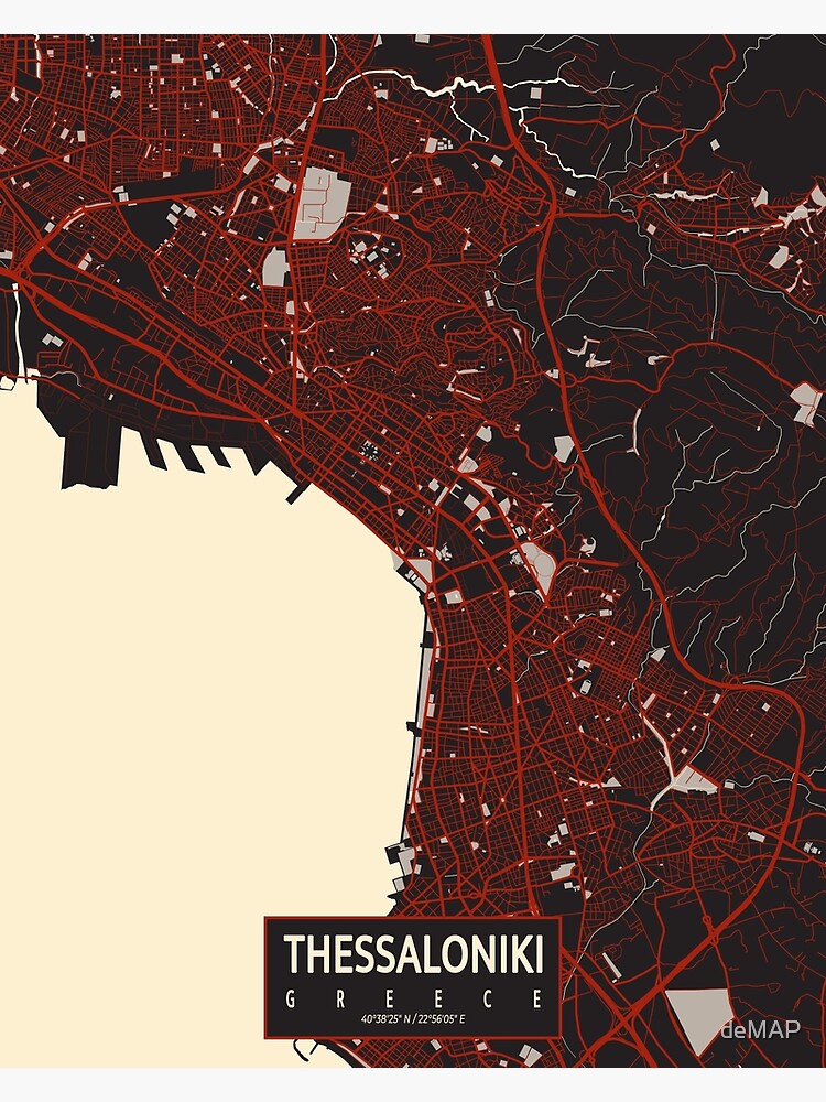 "Thessaloniki City Map of Greece - Vector" Poster for Sale by deMAP ...