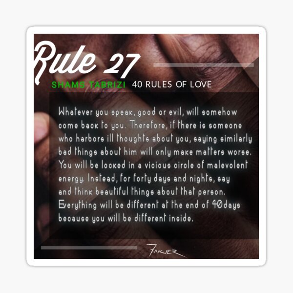 "40 RULES OF LOVE - 27" Sticker for Sale by Fakier | Redbubble