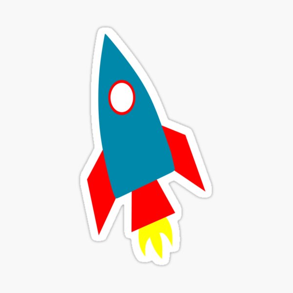 "blue rocket cartoon drawing art sketch design" Sticker for Sale by ...