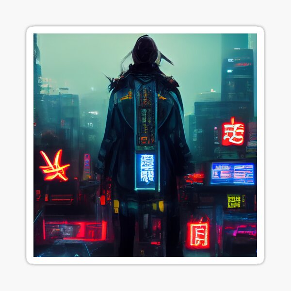 "Lo-fi Novis - Cyberpunk Cityscape Skyline" Sticker for Sale by ...