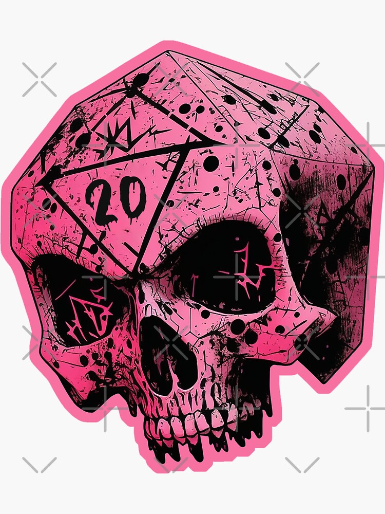 "Mörk Borg - Pink Skull d20" Sticker for Sale by DodgyDogma | Redbubble