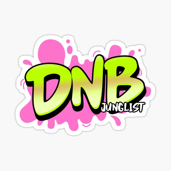 "DNB - Junglist Splat (pink lime/black drop shadow)" Sticker for Sale ...