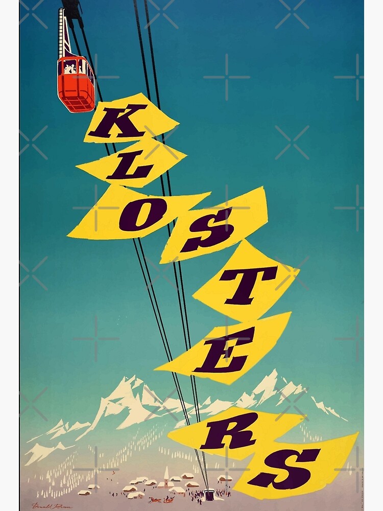 "Klosters Vintage Ski Poster 1952" Poster for Sale by blahblahcafe ...