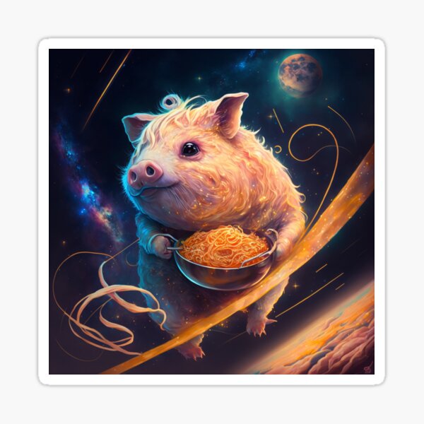"Porky: The Adorable Pig in Space" Sticker for Sale by Ongoing-adhd ...