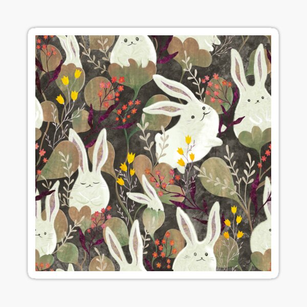 "Rabbit flowers" Sticker for Sale by gaiamarfurt | Redbubble