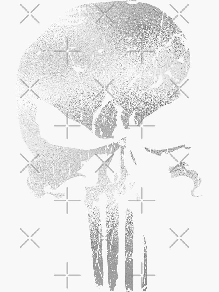 "COMIC SKULL - Punishment - Silver Finish" Sticker for Sale by ...