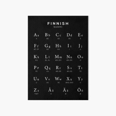 "Finnish Alphabet Chart, Finland Language Chart, Black" Art Board Print ...