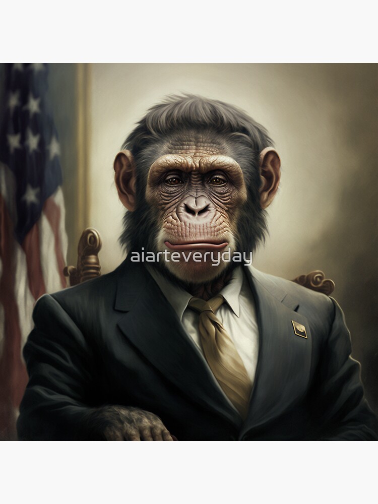 "Monkey president comedy" Sticker for Sale by aiarteveryday | Redbubble
