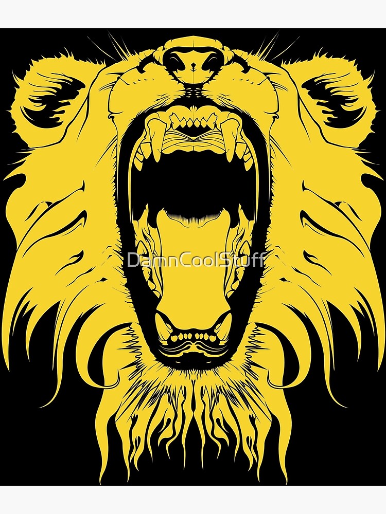 Lámina artística «León enojado, rey de la selva, rugiendo camiseta ...