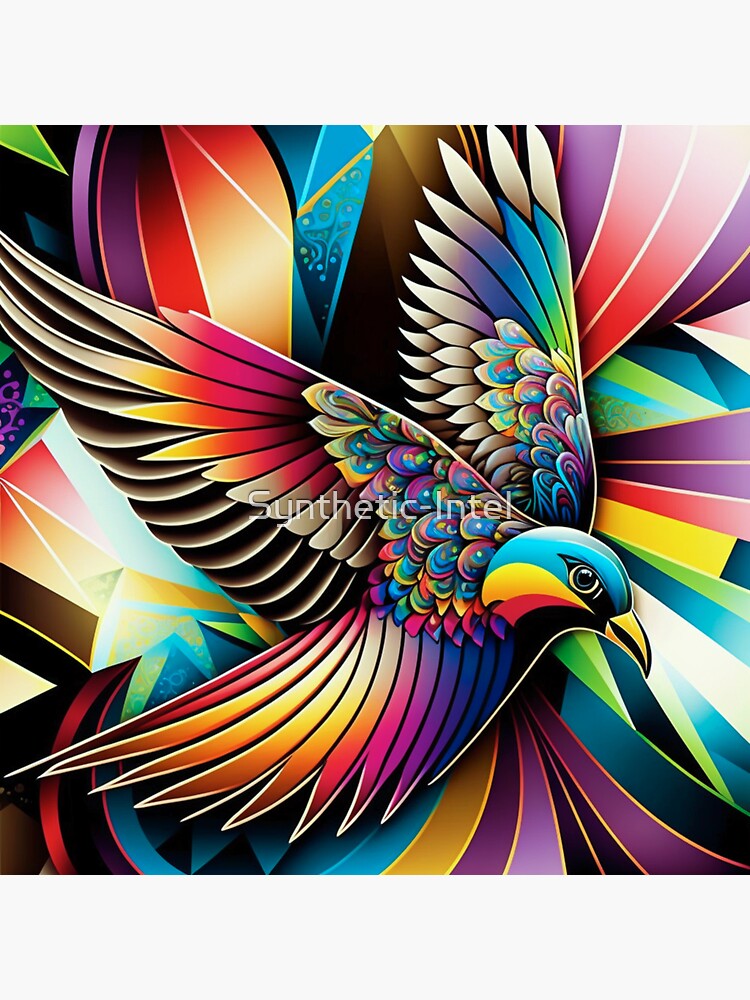 "Rainbow Bird of Prey Pattern | Rainbow Bird | Retro Bird | Vivid Hawk ...