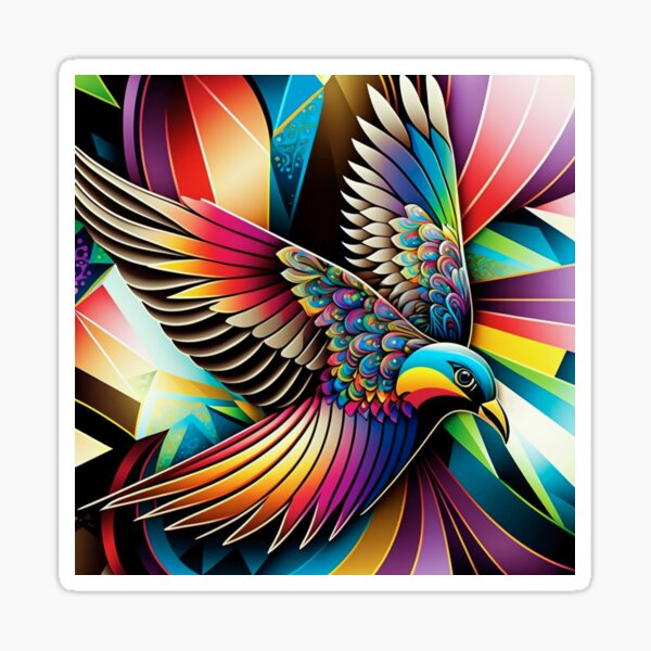 "Rainbow Bird of Prey Pattern | Rainbow Bird | Retro Bird | Vivid Hawk ...