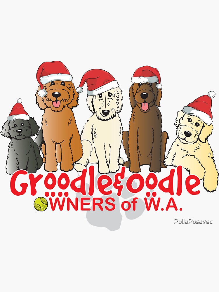 "Groodle & Oodle Club Christmas" Sticker by PollaPosavec | Redbubble
