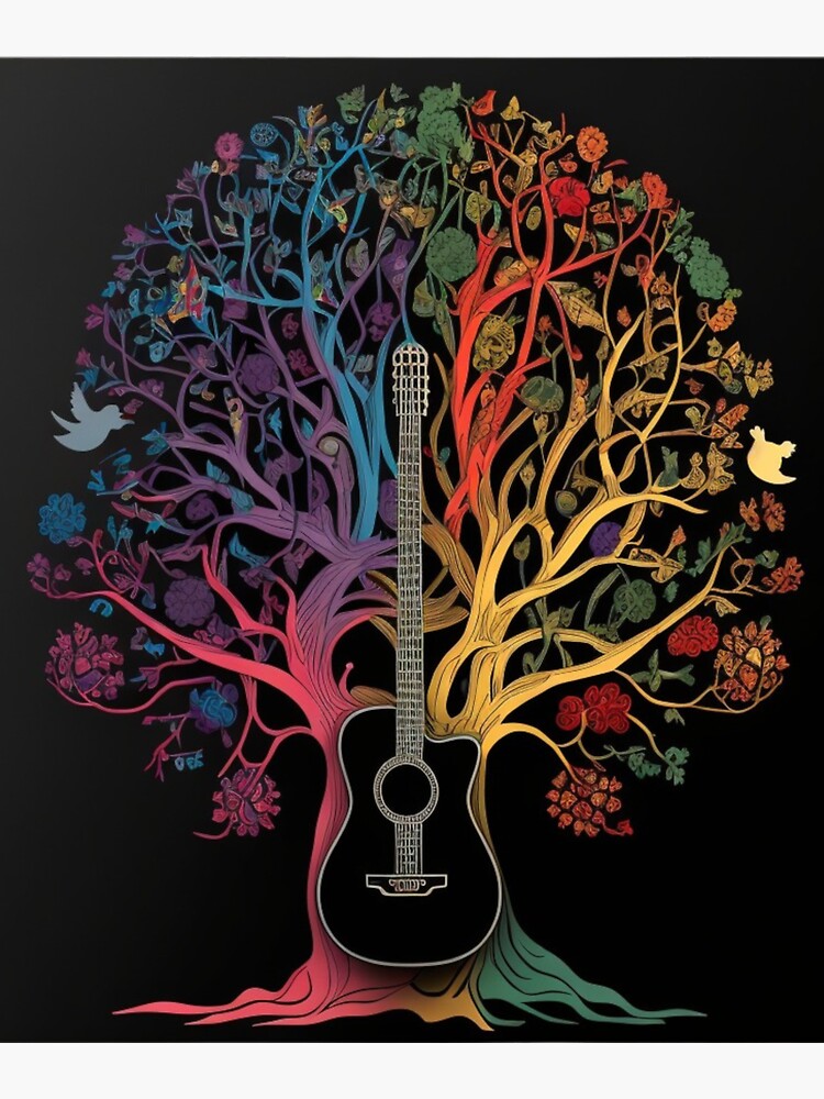 "Acoustic Guitar Tree Of Life Colorful" Sticker for Sale by ...
