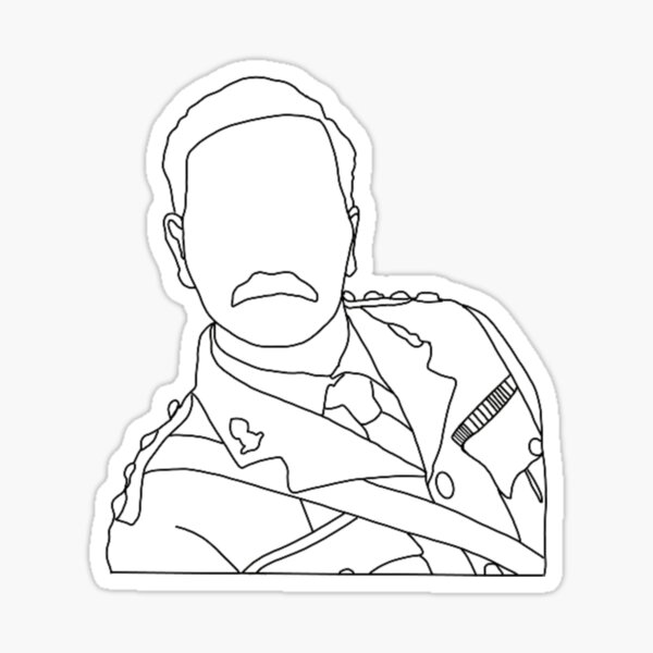"The Captain Digital Portrait Line Art " Sticker for Sale by ...