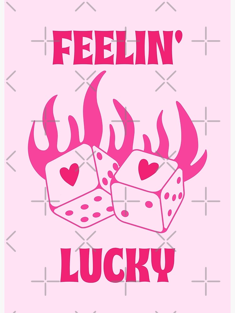 "Feelin' Lucky Preppy Pink Flaming Heart Dice" Poster for Sale by ...