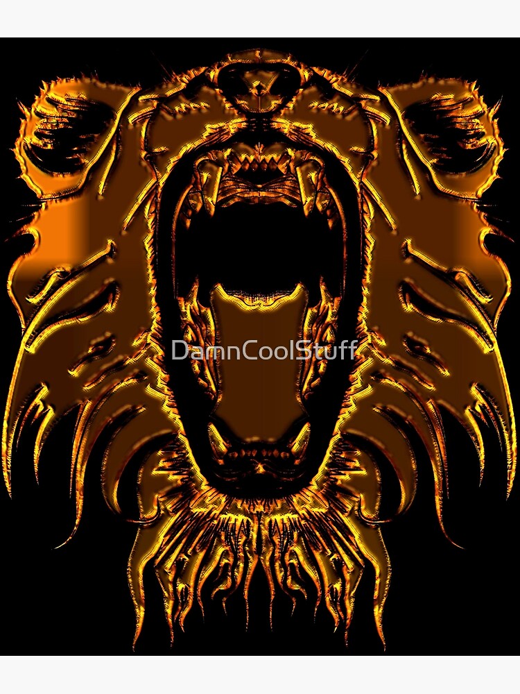 Póster «León enojado, rey de la selva, rugiendo camiseta amante de los ...