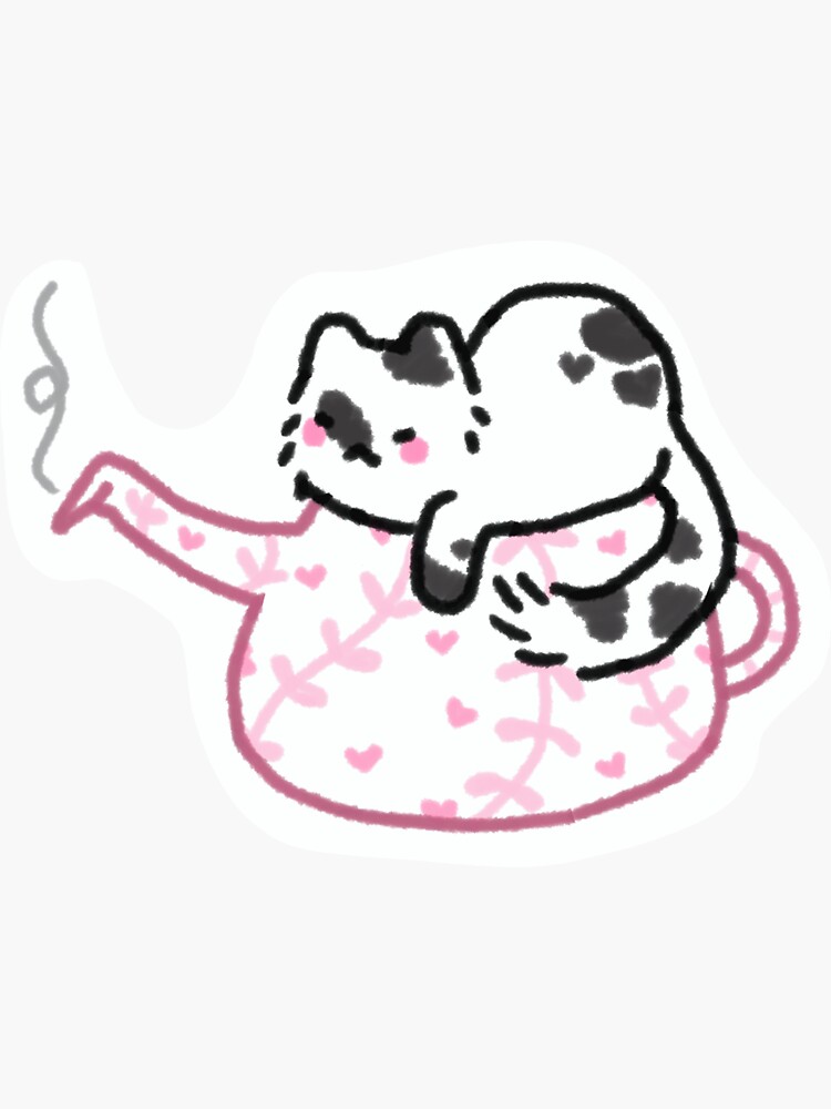 "tea kitty" Sticker for Sale by kunxdux | Redbubble