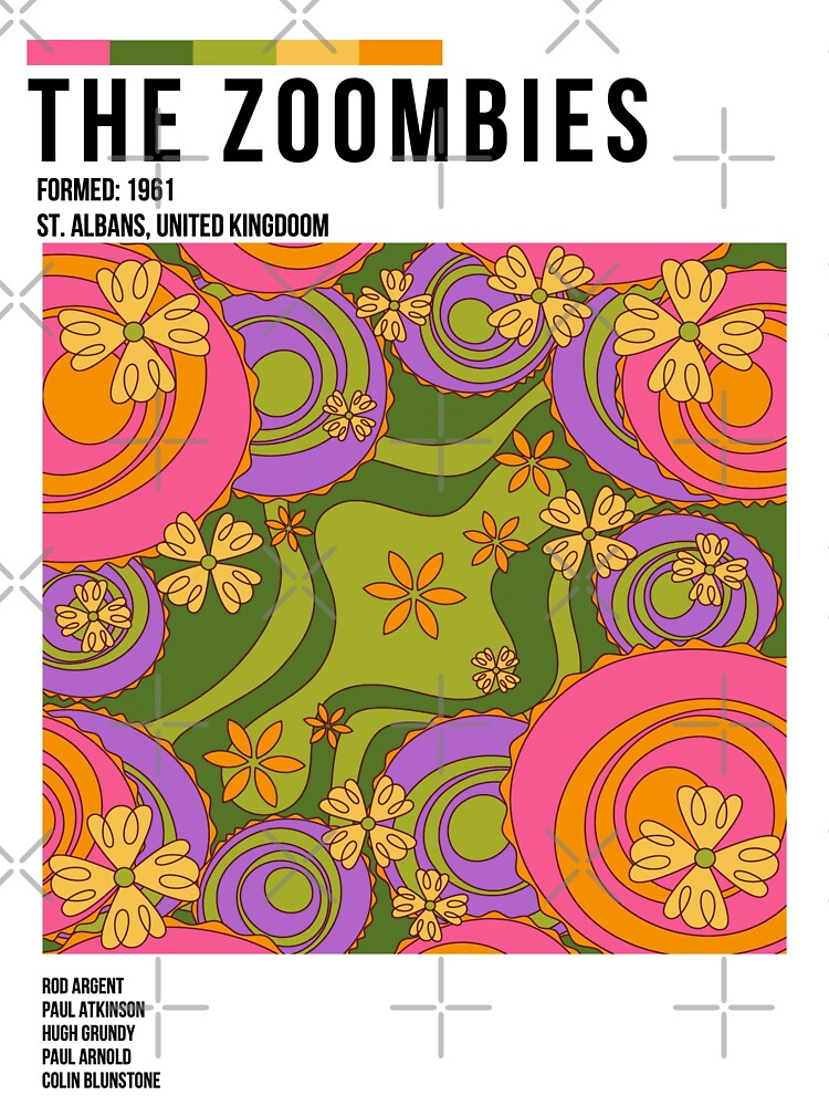 "The Zombies Band Funky Trippy Flower Power Design Simple Bauhaus MCM ...