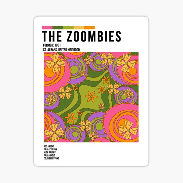 "The Zombies Band Funky Trippy Flower Power Design Simple Bauhaus MCM ...