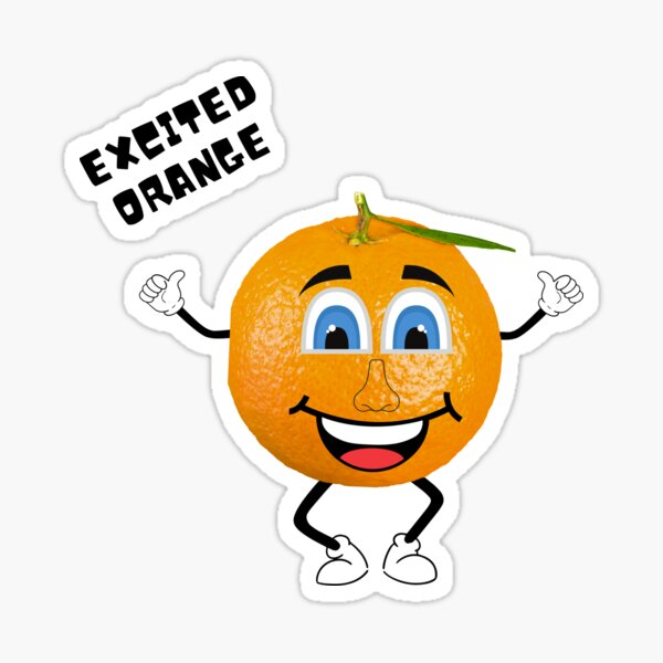 "Excited Orange Face Word Artwork" Sticker for Sale by BaristaHero ...