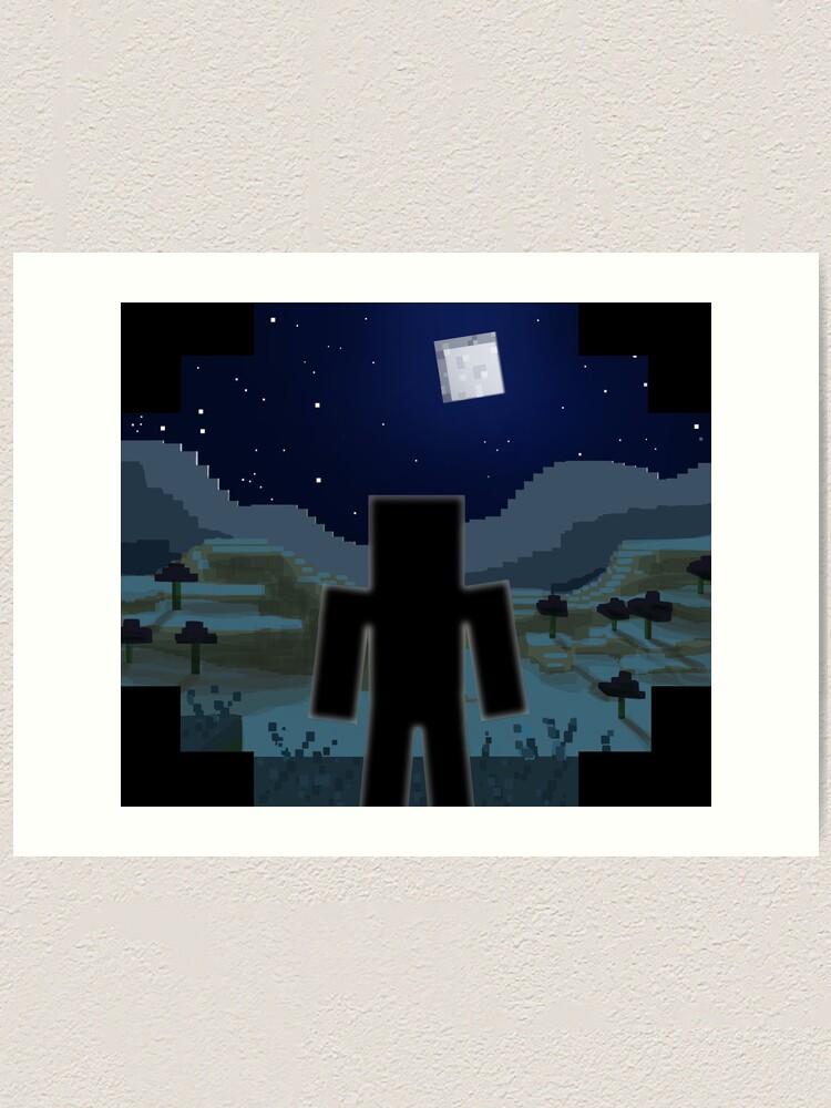 "Minecraft at Night with Outline" Art Print by FalconArt | Redbubble