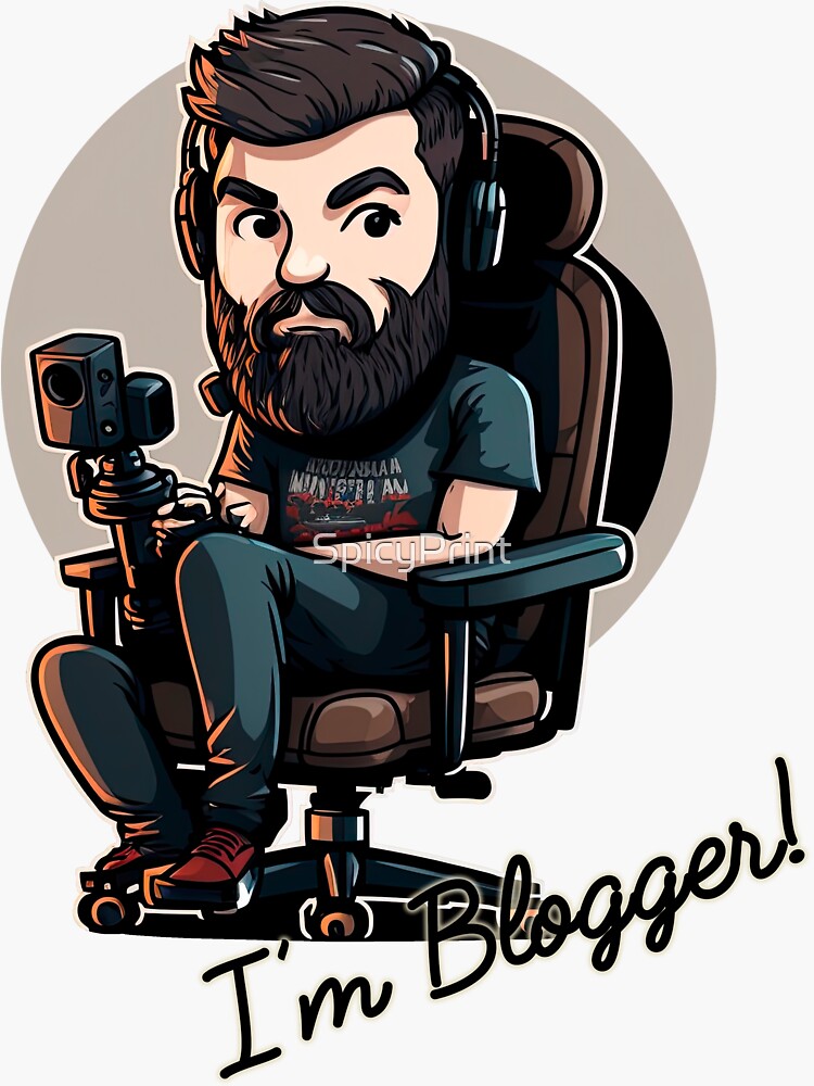 "Stylized drawing of blogger" Sticker for Sale by SpicyPrint | Redbubble