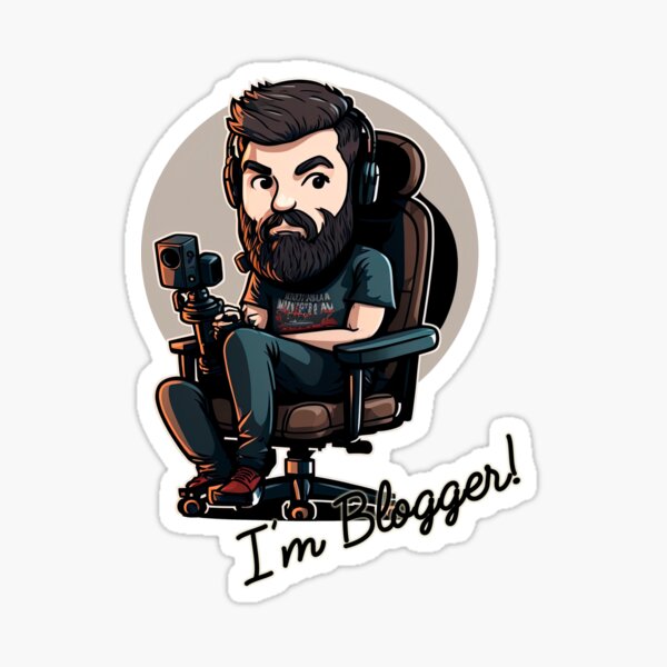 "Stylized drawing of blogger" Sticker for Sale by SpicyPrint | Redbubble