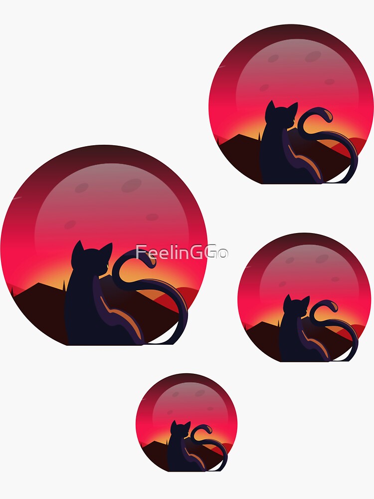 "Cat Watching Sunset Scene pack of stickers" Sticker for Sale by ...