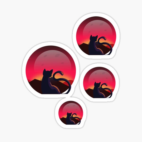 "Cat Watching Sunset Scene pack of stickers" Sticker for Sale by ...